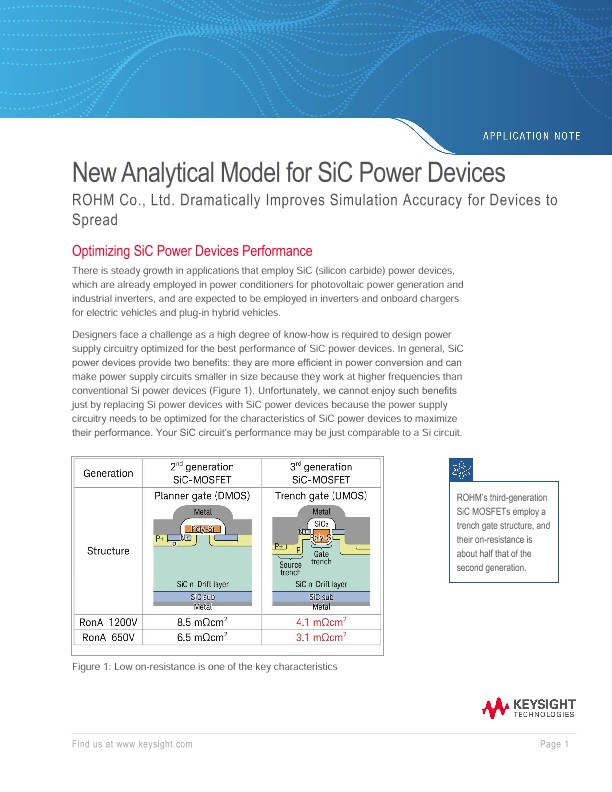 SiC Power Devices Analytical Model PDF Asset Page | Keysight